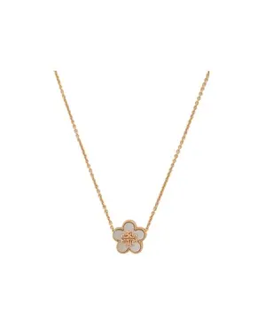 Tory Burch Forget Me Not Pearl-embellished 18kt Gold-plated Necklace - Yellow