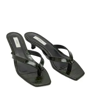 TOTEME Embossed Leather Sandals - Black