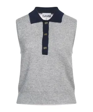 GANNI Sleeveless Knitted Top - Gray