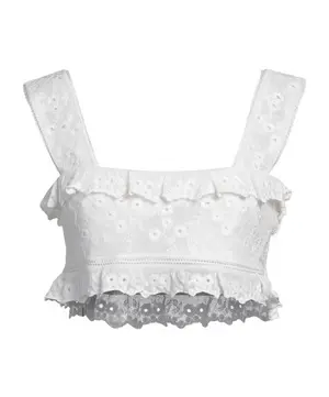 Isabel Marant Étoile Solid Color Lace Sleeveless Crop Top - White