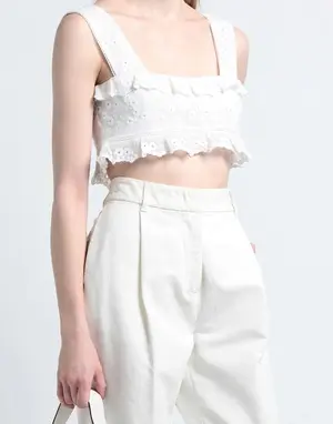 Isabel Marant Étoile Solid Color Lace Sleeveless Crop Top