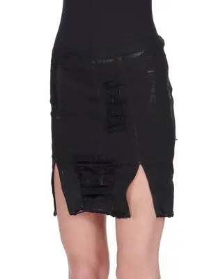 Rick Owens Distressed Denim Mini Skirt