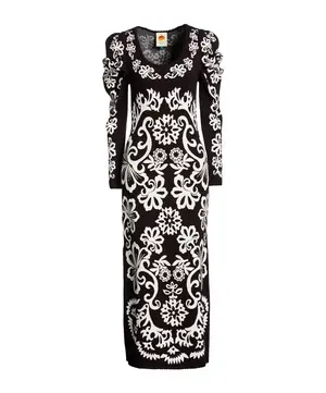 Farm Rio Long Sleeve Maxi Dress With Floral Print - Black