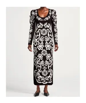 Farm Rio Long Sleeve Maxi Dress With Floral Print
