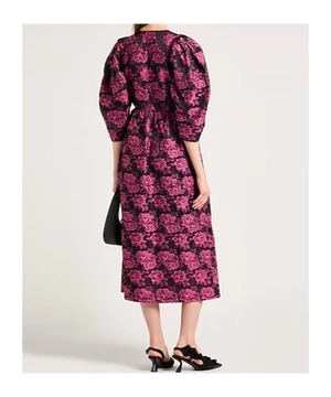 GANNI Jacquard Floral-print Midi Dress