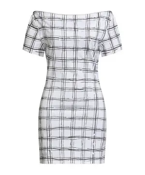 Marni Plaid Bodycon Dress With Short Sleeves