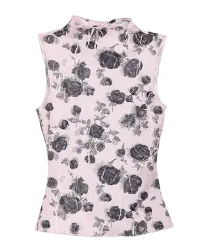GANNI Floral-print Sleeveless Turtleneck Top