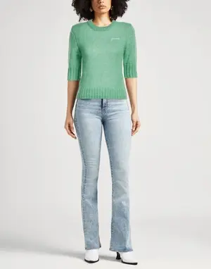GANNI Short Sleeve Embroidered Logo Jumper