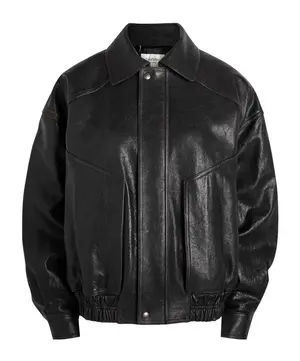 Saint Laurent Panelled Leather Bomber Jacket - Black
