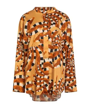 Farm Rio Printed Band Collar Long Sleeve Shirt
