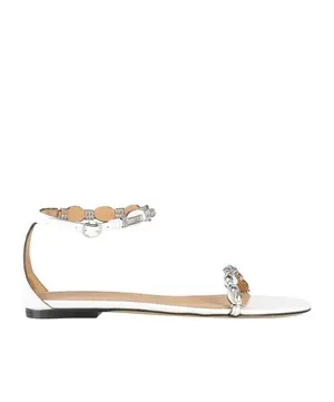 Isabel Marant Étoile Leather Flat Sandals With Embellishments - White