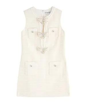 SELF-PORTRAIT Embellished Bouclé Mini Dress - White
