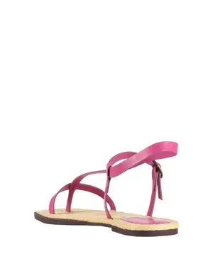 Farm Rio Leather Thong Sandals With Ankle Buckle