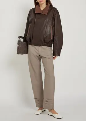 LEMAIRE High-neck Leather Jacket