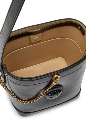 Versace Chain Small Leather Bucket Bag