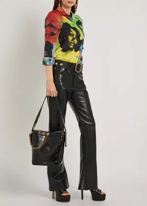Versace Chain Small Leather Bucket Bag