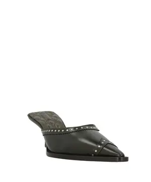 Burberry Studded Heel Leather Mule Slippers