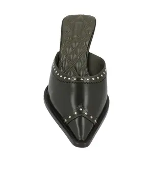 Burberry Studded Heel Leather Mule Slippers