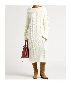 Farm Rio Long-sleeved Embellished High Collar Dress