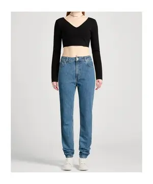 Burberry Medium Wash High Waisted Denim Trousers