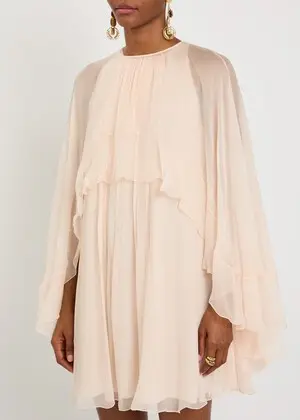 Chloé Ruffled Cape-effect Silk Mini Dress