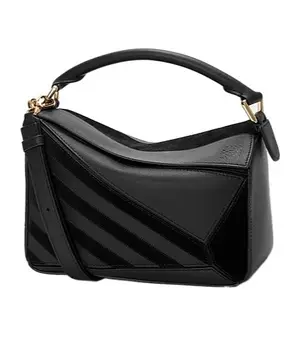 Loewe Puzzle Suede Clutch Bag - Black