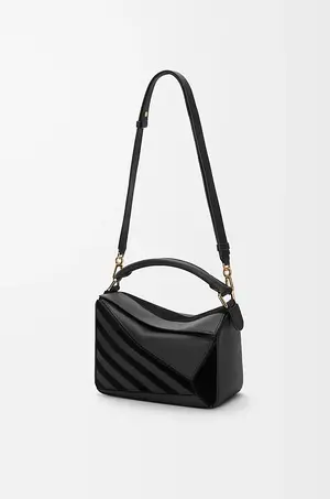 Loewe Puzzle Suede Clutch Bag - Black