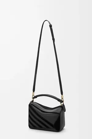 Loewe Puzzle Suede Clutch Bag - Black