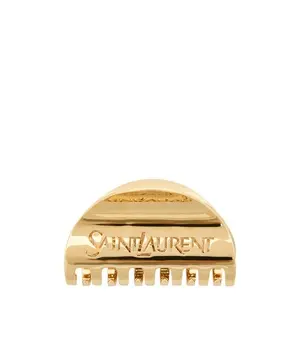 Saint Laurent Logo-engraved Brass Hair Clip - Yellow