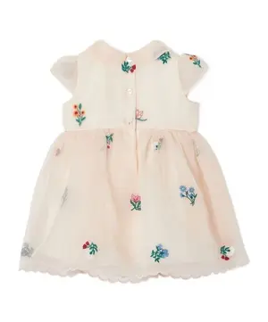 Fendi Organza Baby Dress With Floral Embroidery