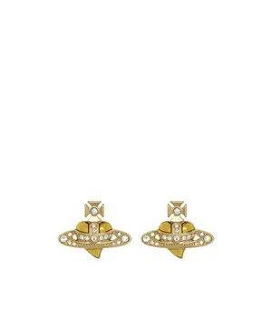 VIVIENNE WESTWOOD New Diamante Heart Stud Earrings - Yellow