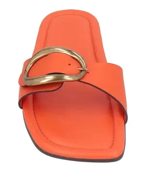 Farm Rio Leather Square Toe Slides With Buckle Detail