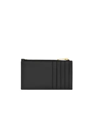 Saint Laurent Cassandre Matelassé Fragments Zipped Card Case In Lambskin
