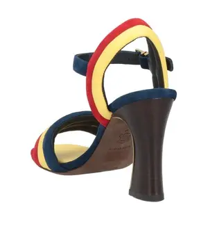 Tory Burch Multicolor Patchwork Slingback Block Heel Sandals