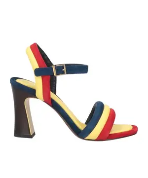 Tory Burch Multicolor Patchwork Slingback Block Heel Sandals