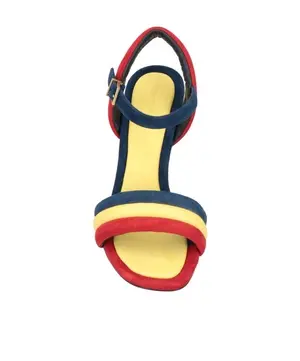 Tory Burch Multicolor Patchwork Slingback Block Heel Sandals