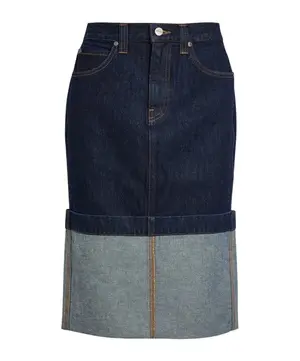 Khaite Turn-up Hem Denim Skirt