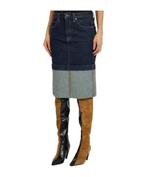 Khaite Turn-up Hem Denim Skirt