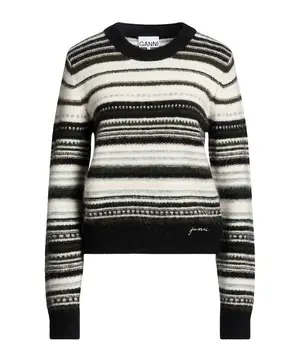 GANNI Striped Intarsia-knit Cardigan