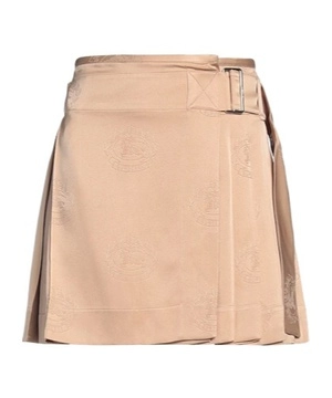 Burberry Satin Logo Print Pleated Mini Skirt