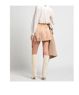 Burberry Satin Logo Print Pleated Mini Skirt