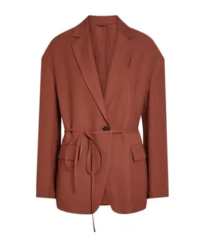 Brunello Cucinelli Tie-waist Twill Jacket - Brown