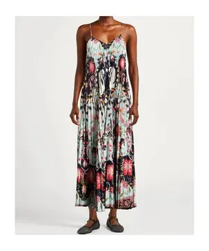 Farm Rio Floral Pleated Slip Dress