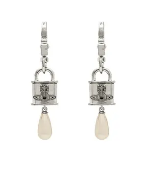 VIVIENNE WESTWOOD Celestia Small Padlock Drop Earrings - Gray