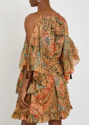 Etro Paisley Frill Cotton Mini Dress