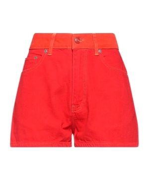 GANNI Two-tone Denim Shorts - Red