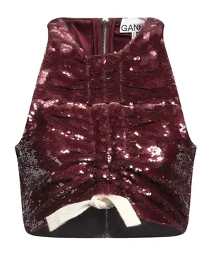 GANNI Crewneck Crop Top - Red