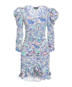 Isabel Marant Étoile Patchwork Chiffon Long Sleeve V-neck Dress