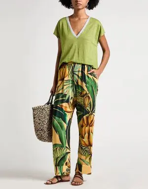 Farm Rio Straight-leg Floral-print Satin Trousers - Green