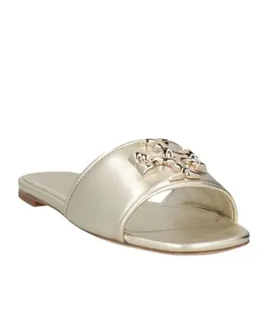 Tory Burch Metallic Leather Slide Sandals